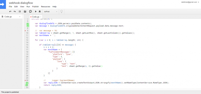 สร้าง LINE Bot + Dialogflow + Google Sheets • MoreMeng.in.th